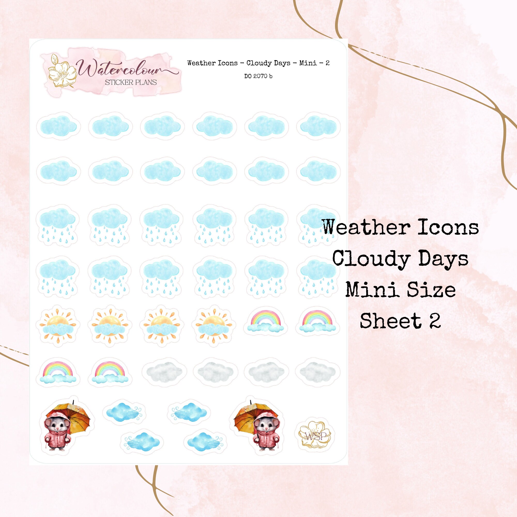 Weather Icons Sunny Days Cloudy Days Mini Watercolour Deco Stickers ...