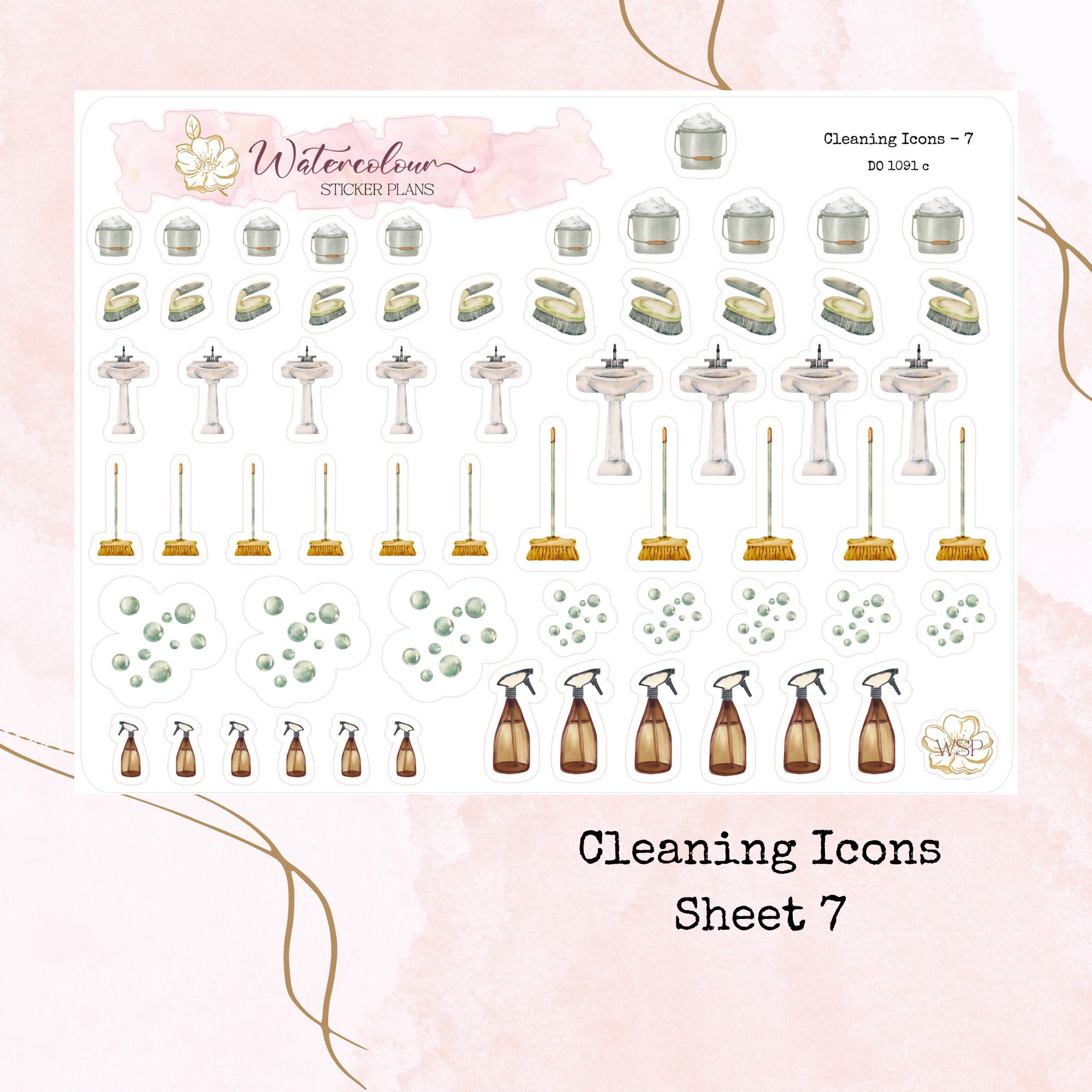 Cleaning Icons Watercolour Cleaning Icon Stickers Cleaning Stickers ...