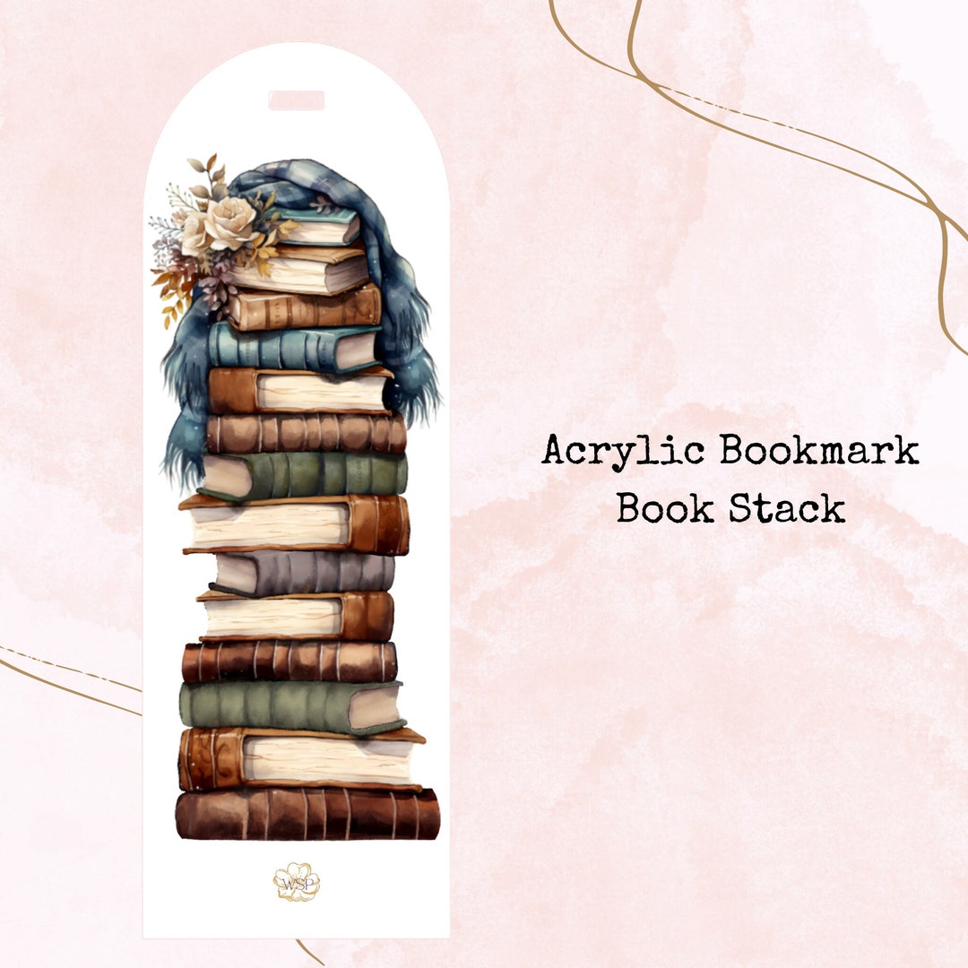 Watercolour Acrylic Bookmark Book Stack Bookmark Bookmark Books Planner Bookmark ...