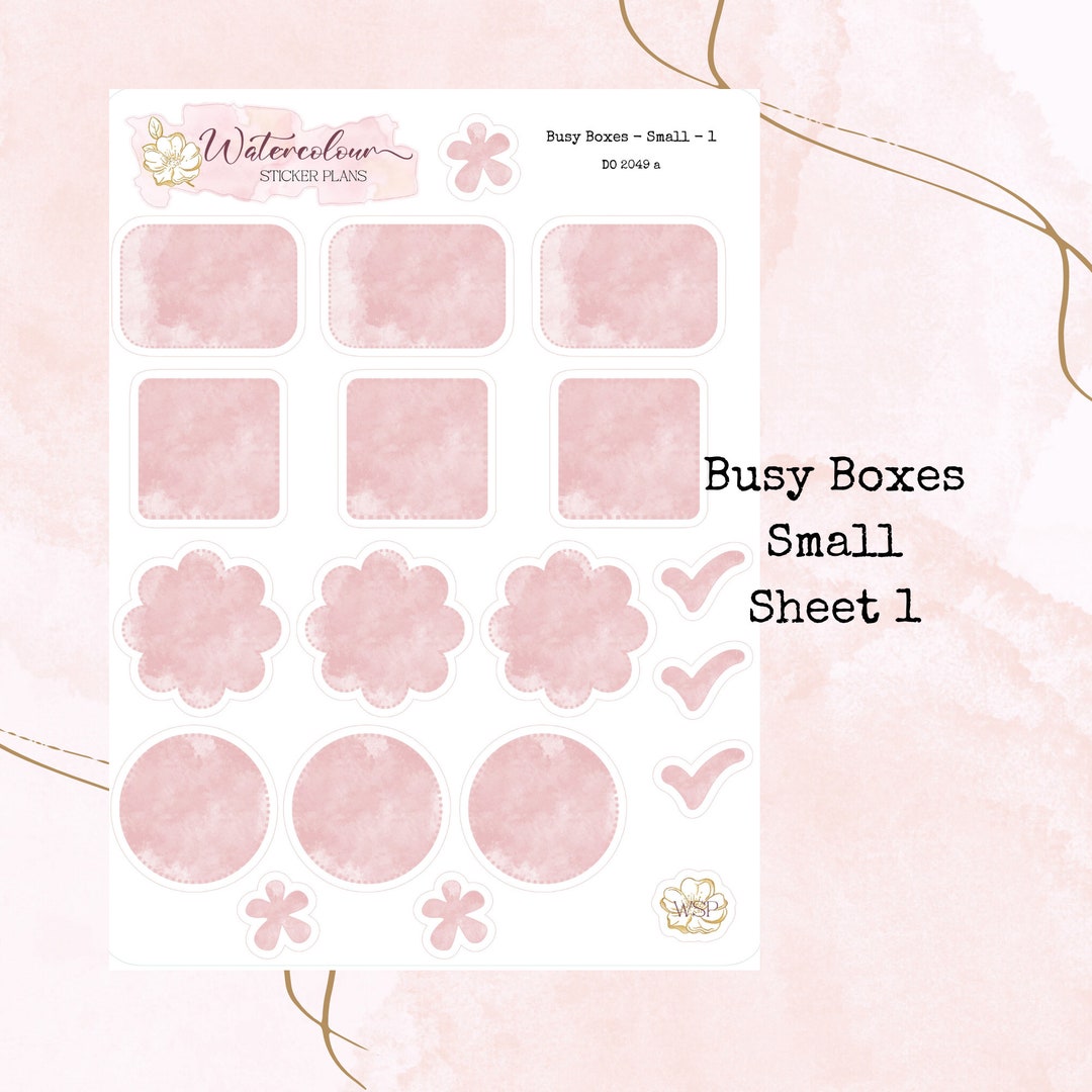 Watercolor Planner Stickers: Small Busy Boxes, Functional Symbols - Etsy