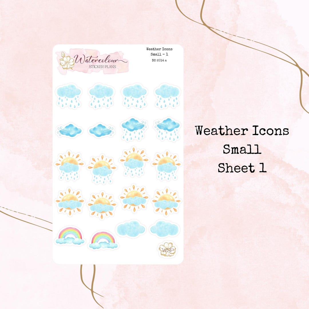 Small Weather Icons*watercolour Deco Stickers*weather Stickers*sun ...