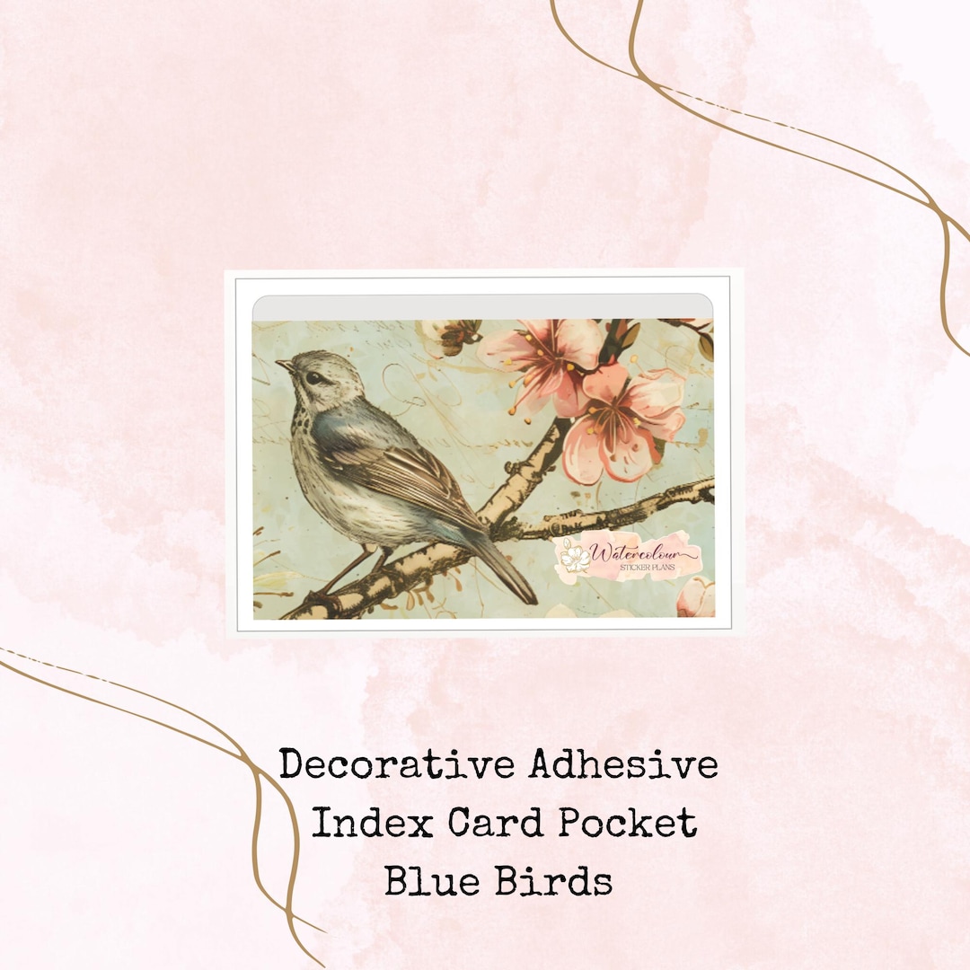 Decorative Adhesive Index Card Pocket - Blue Birds * 3 X 5 Pocket ...
