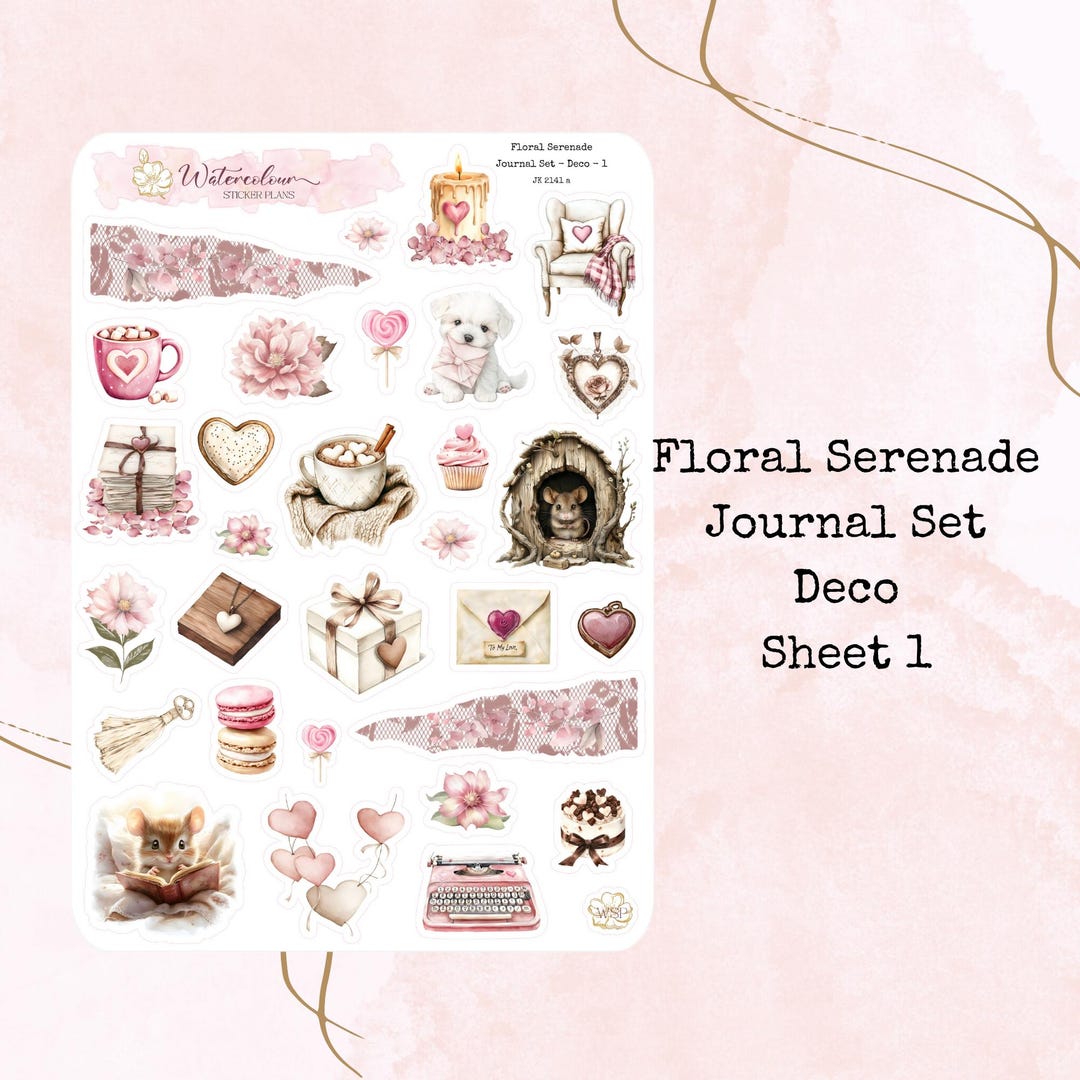 Floral Serenade Journal Sticker Set: Watercolour Planner Stickers - Etsy
