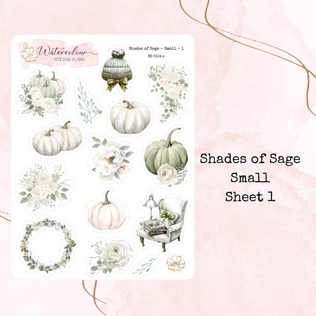 Sage Green Pumpkin Stickers, Fall Planner Stickers (small Size) - Etsy