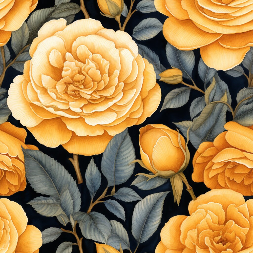 10 Watercolor Yellow Roses Seamless Patterns Premium Quality Commercial ...