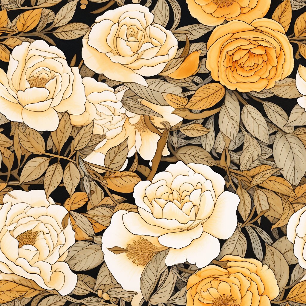 10 Watercolor Yellow Roses Seamless Patterns Premium Quality Commercial ...
