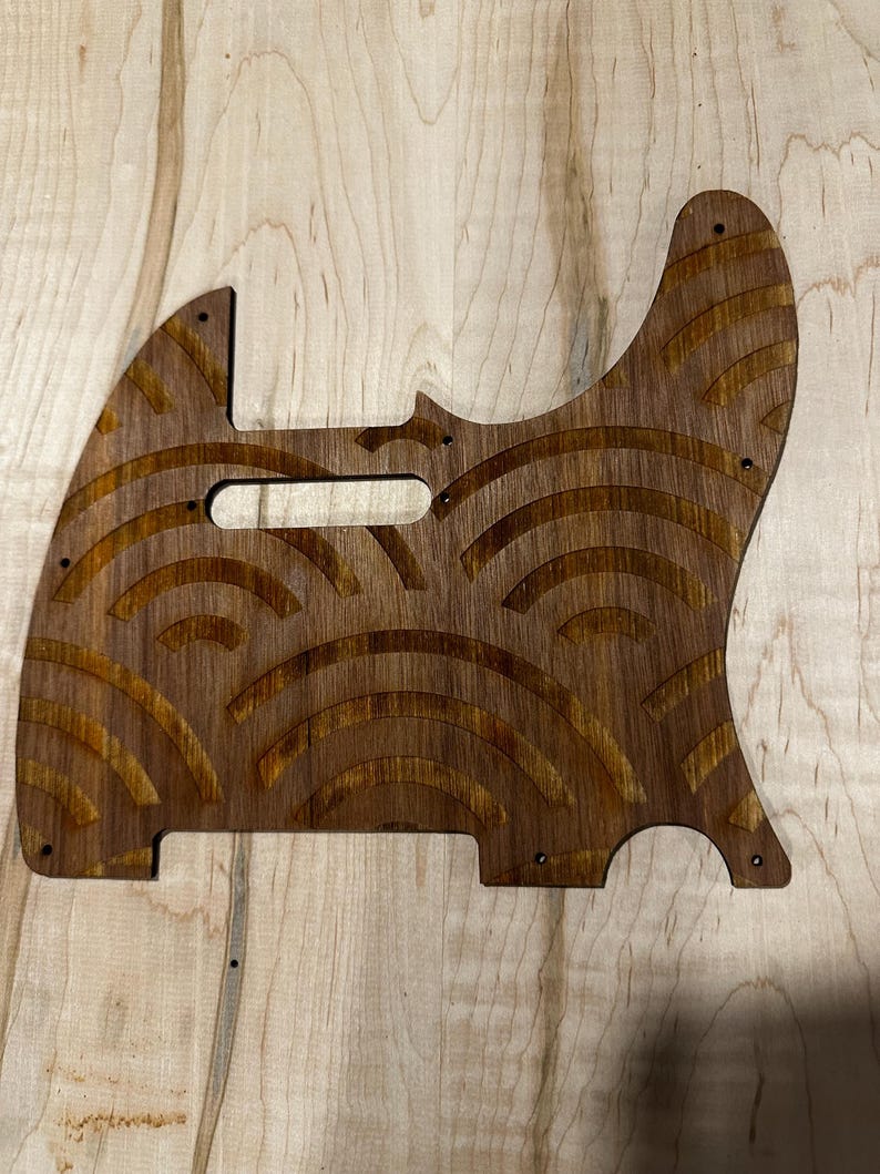 Tele Pickguard - Wave Pattern - Walnut - Telecaster - T Style - Laser ...