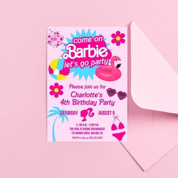 Malibu Barbie Birthday Invitation - Etsy
