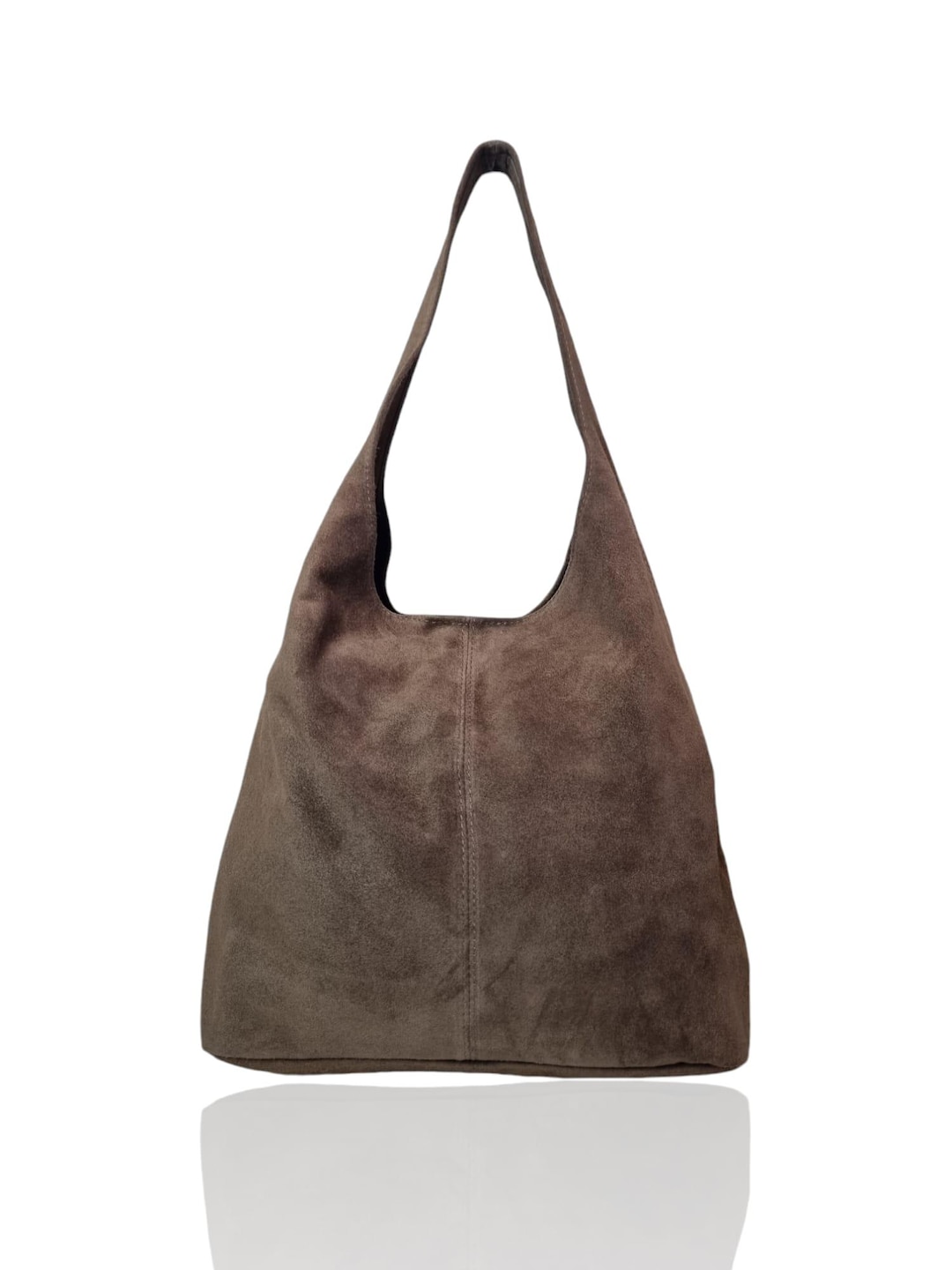 Real Suede Leather Oversize Dark Taupe Slouch Bag Taupe Tote Bag Taupe ...