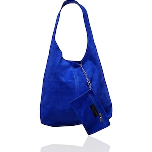 Royal Blue Suede Leather Slouch Hobo Bag - Etsy
