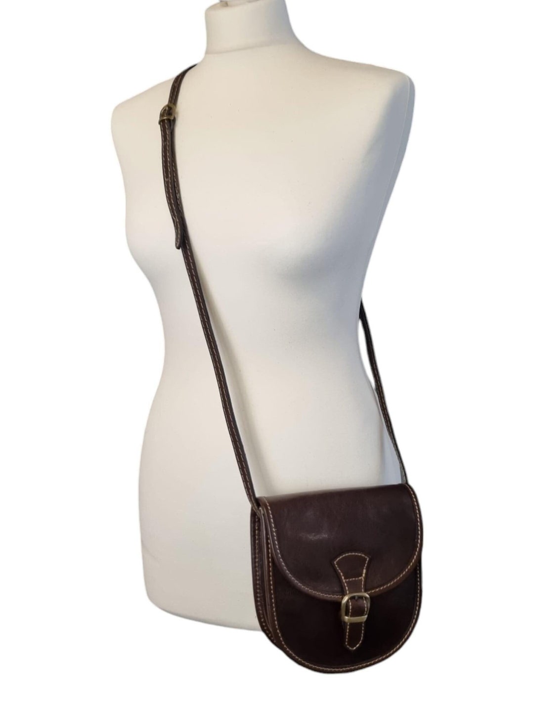 Real Leather Dark Brown Crossbody Bag Brown Shoulder Bag Elegant Dark ...