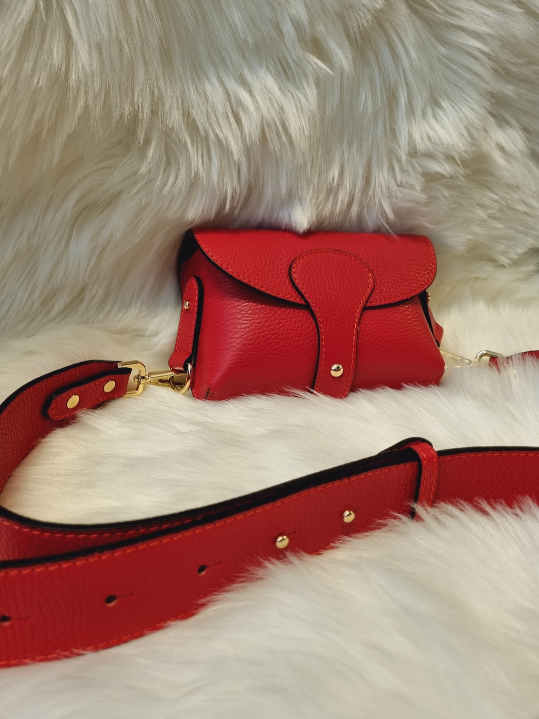 Real Leather Red Bag Red Crossbody Bag Red Shoulder Bag Red Party Bag ...