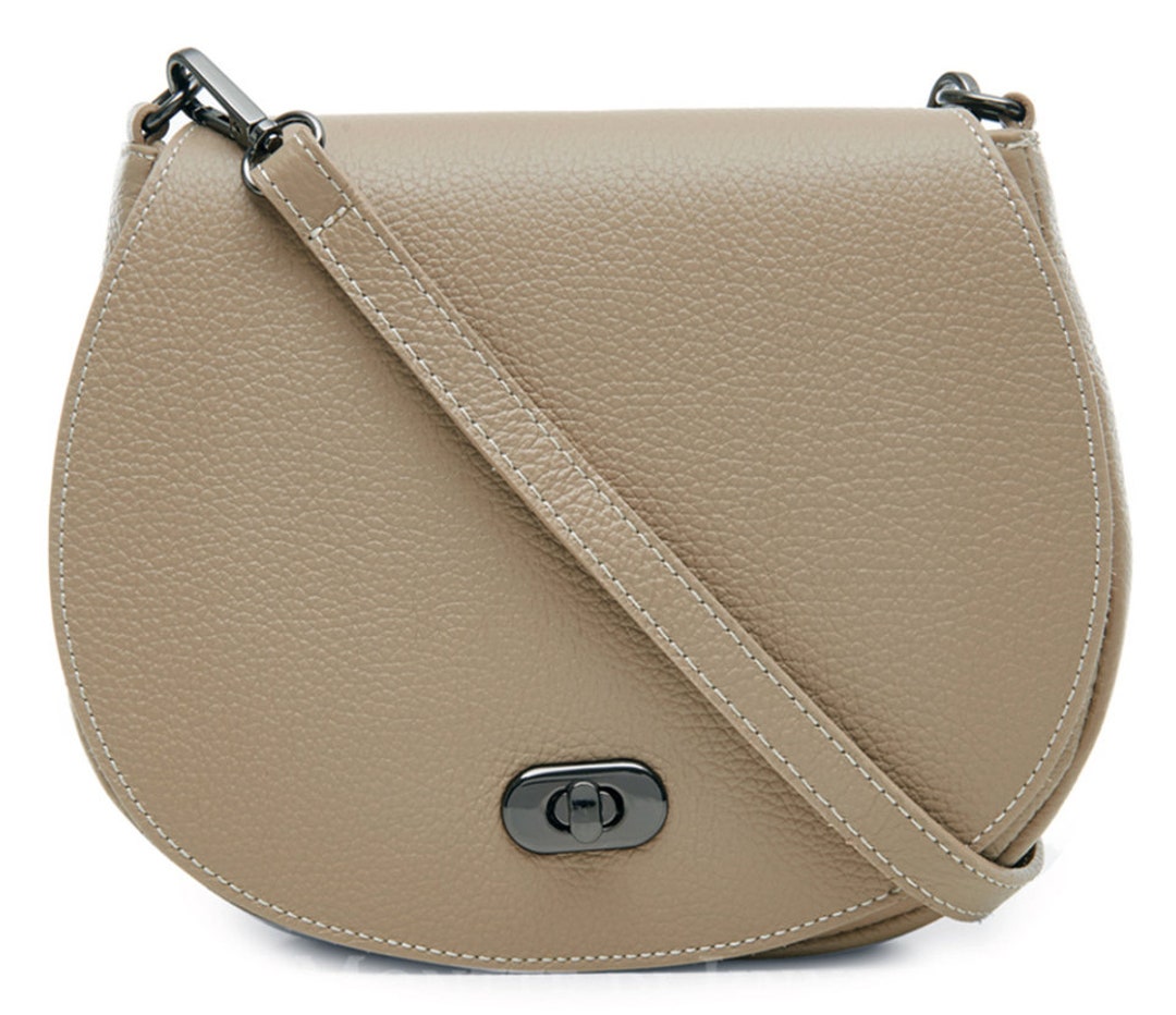 Twist Lock Taupe Leather Bag Taupe Crossbody Bag Taupe Shoulder Bag ...