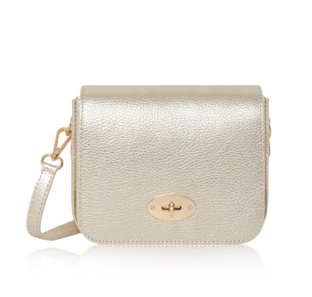 Gold Real Leather Bag Gold Crossbody Bag Gold Shoulder Bag Gold Party ...