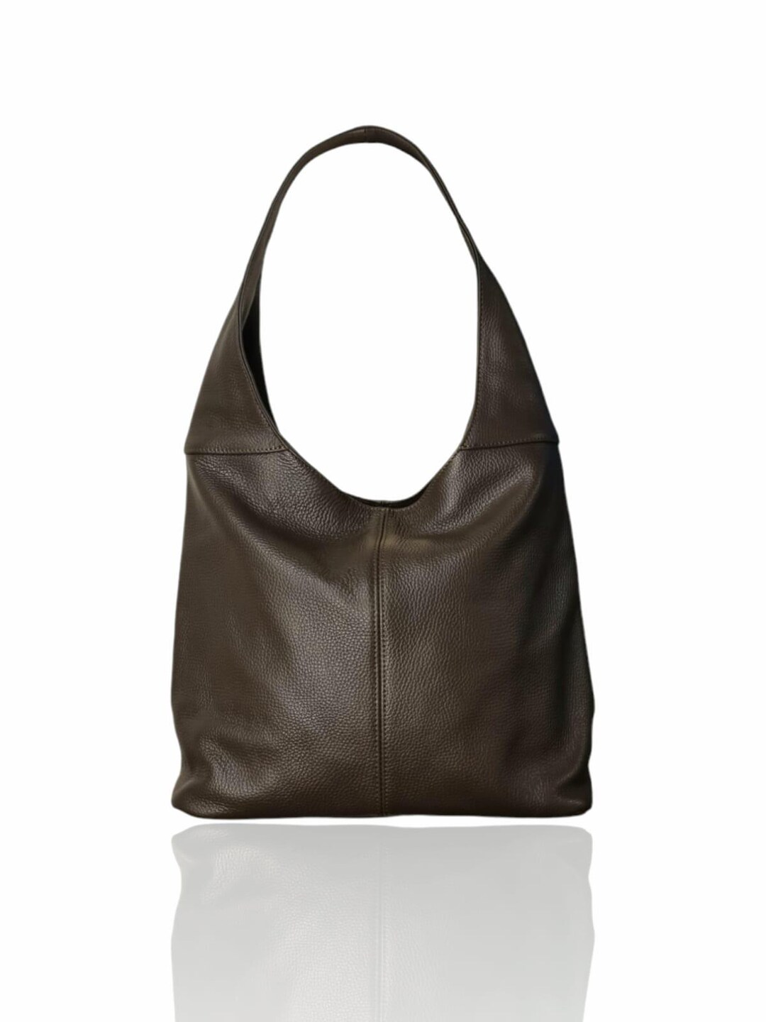 Italian Leather Chocolate Brown Hobo Bag: Slouch Tote Handbag - Etsy