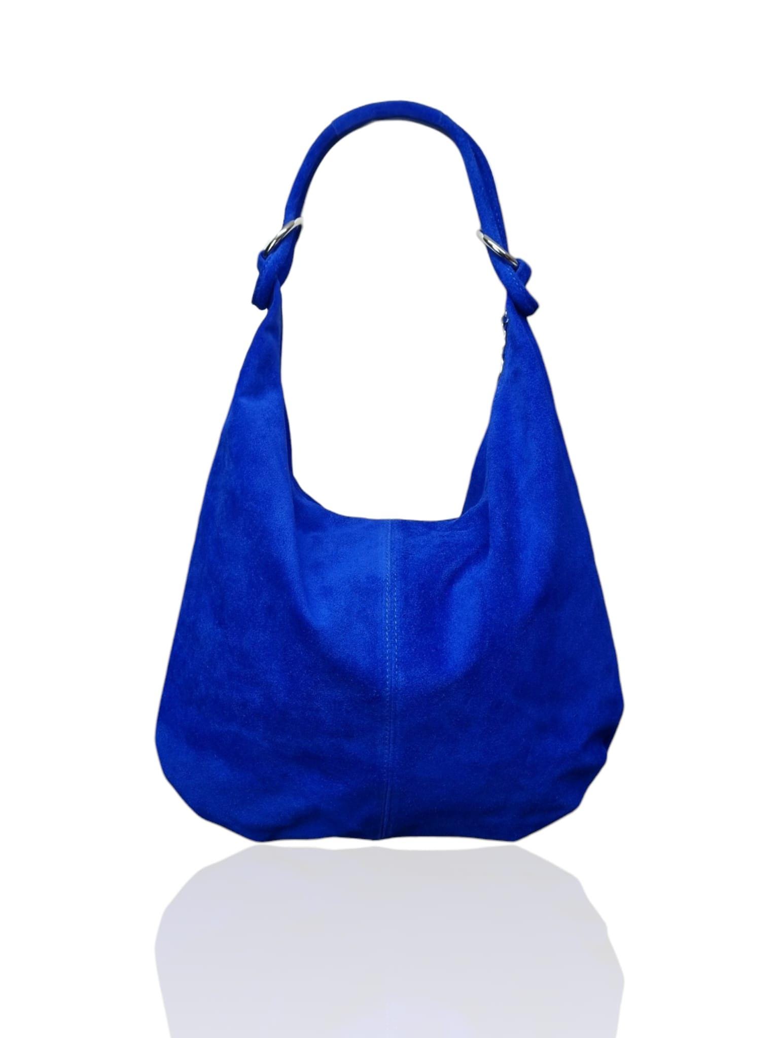 Royal Blue Suede Leather Hobo Bag, Zippered Slouch Tote - Etsy