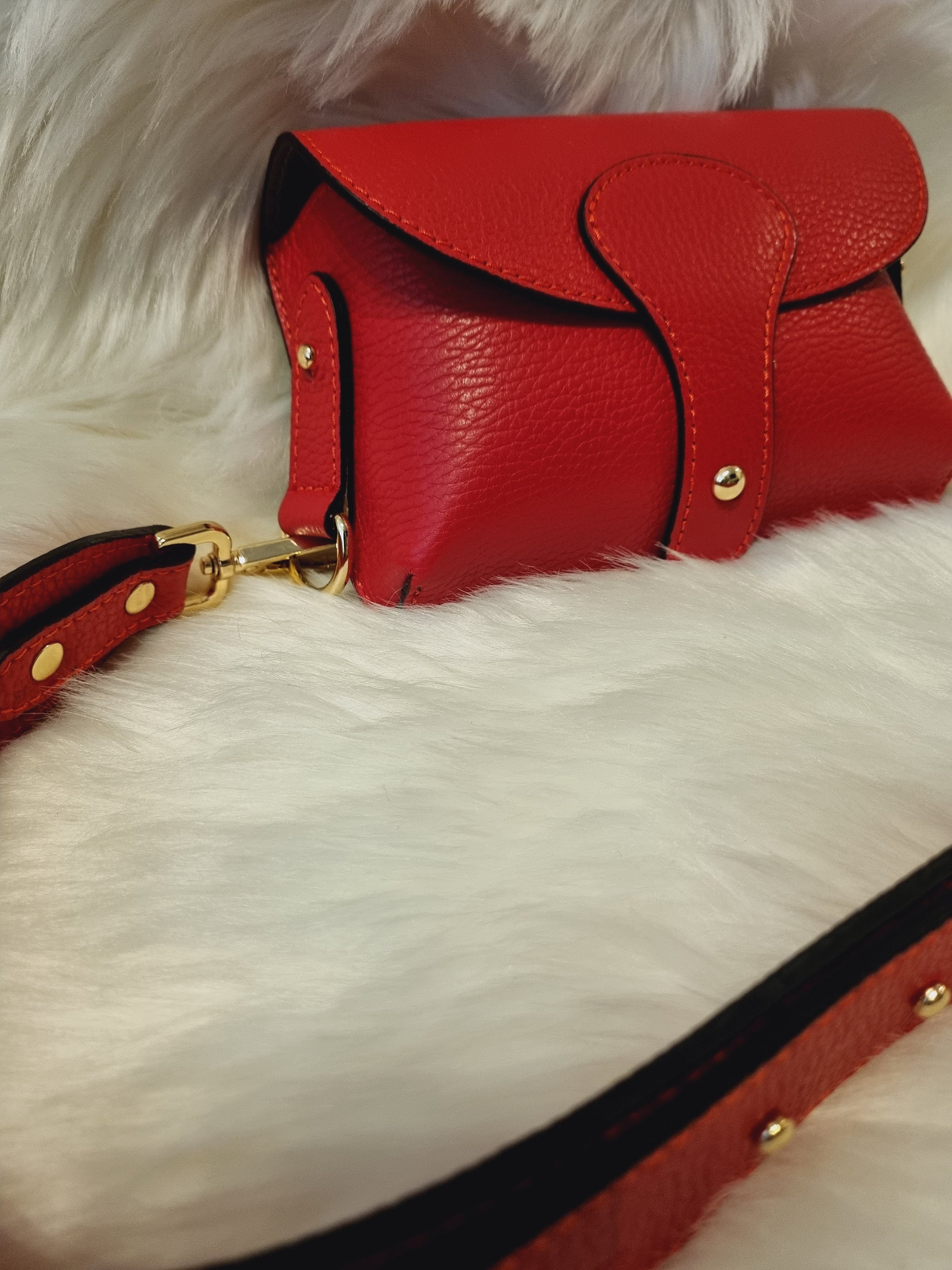 Real Leather Red Bag Red Crossbody Bag Red Shoulder Bag Red Party Bag ...
