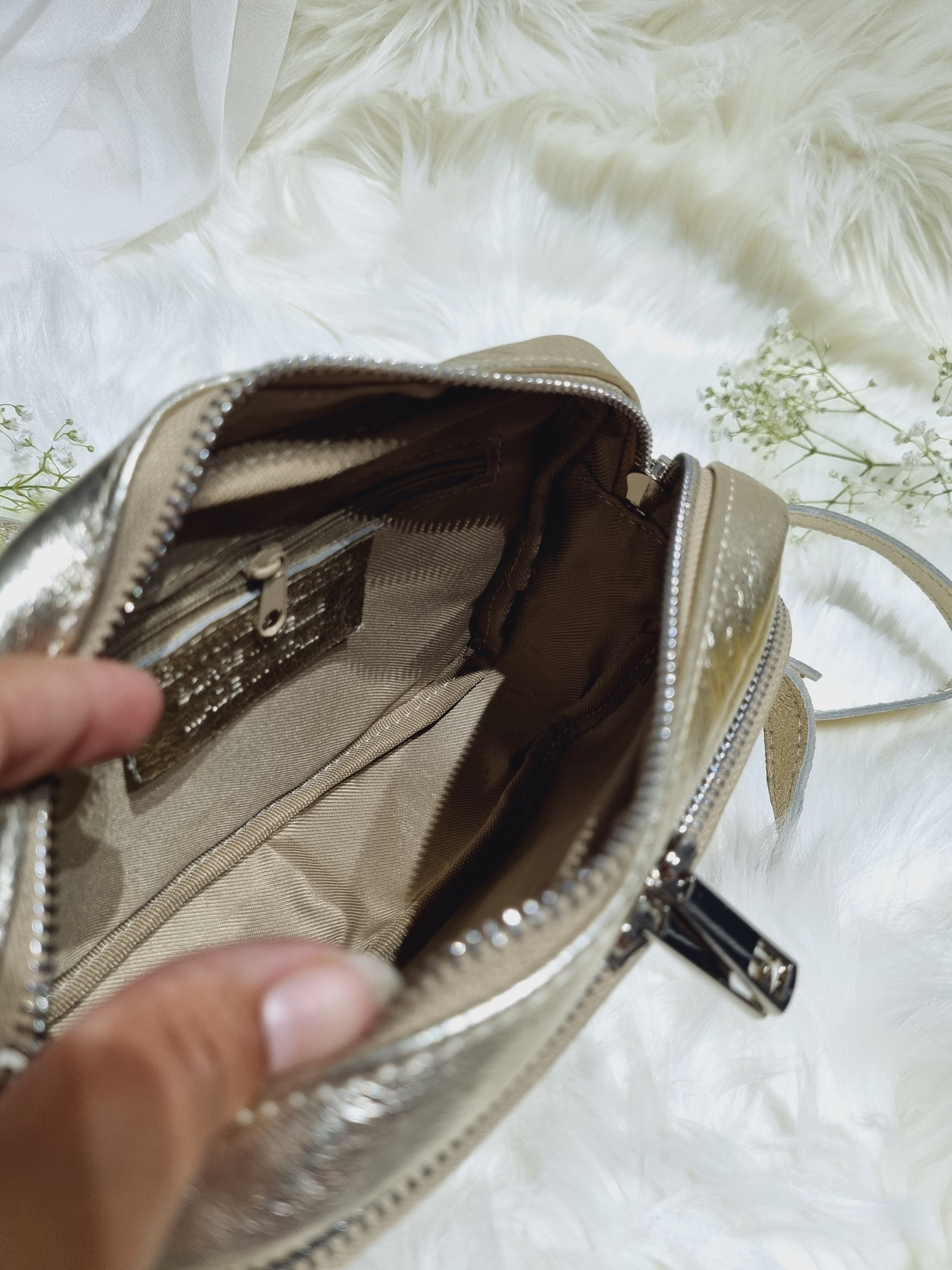 Gold Leather Bag Crossbody Bag Gold Shoulder Bag With Long Detachable ...