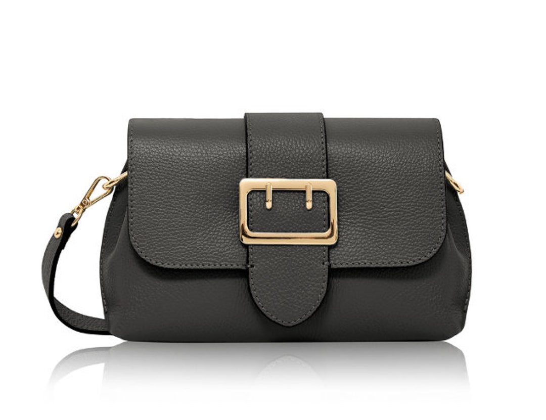 New Real Leather Dark Grey Crossbody Bag Dark Grey Shoulder Bag Dark ...