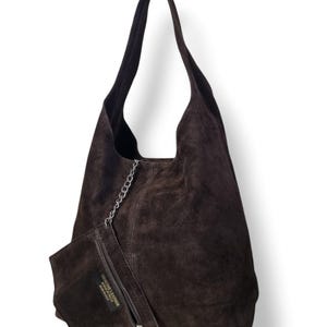 Suede Leather Oversize Hobo Bag: Dark Brown Slouch Tote Bag - Etsy