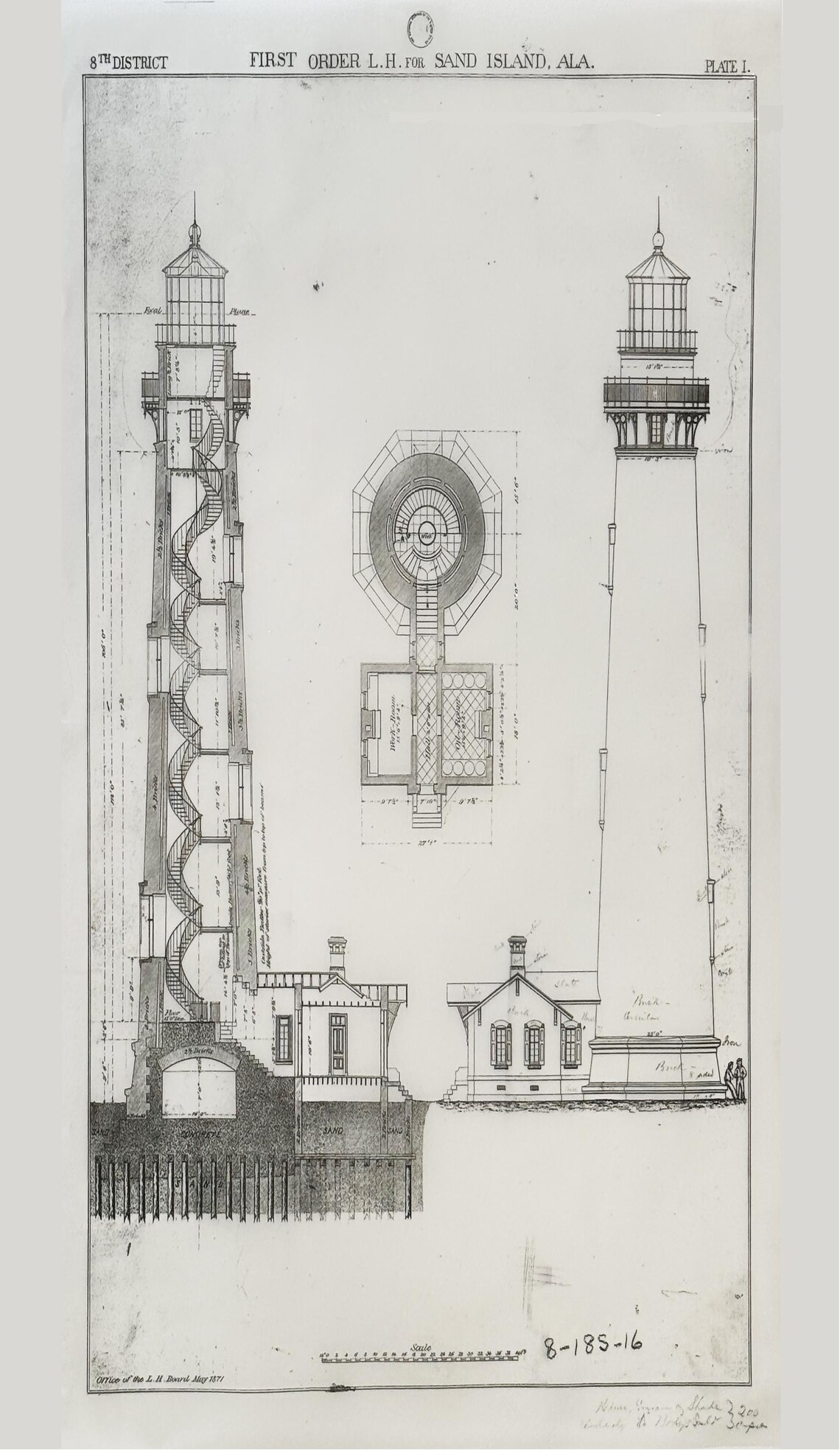 Dauphin Island Lighthouse Architectural Drawing Print - Etsy