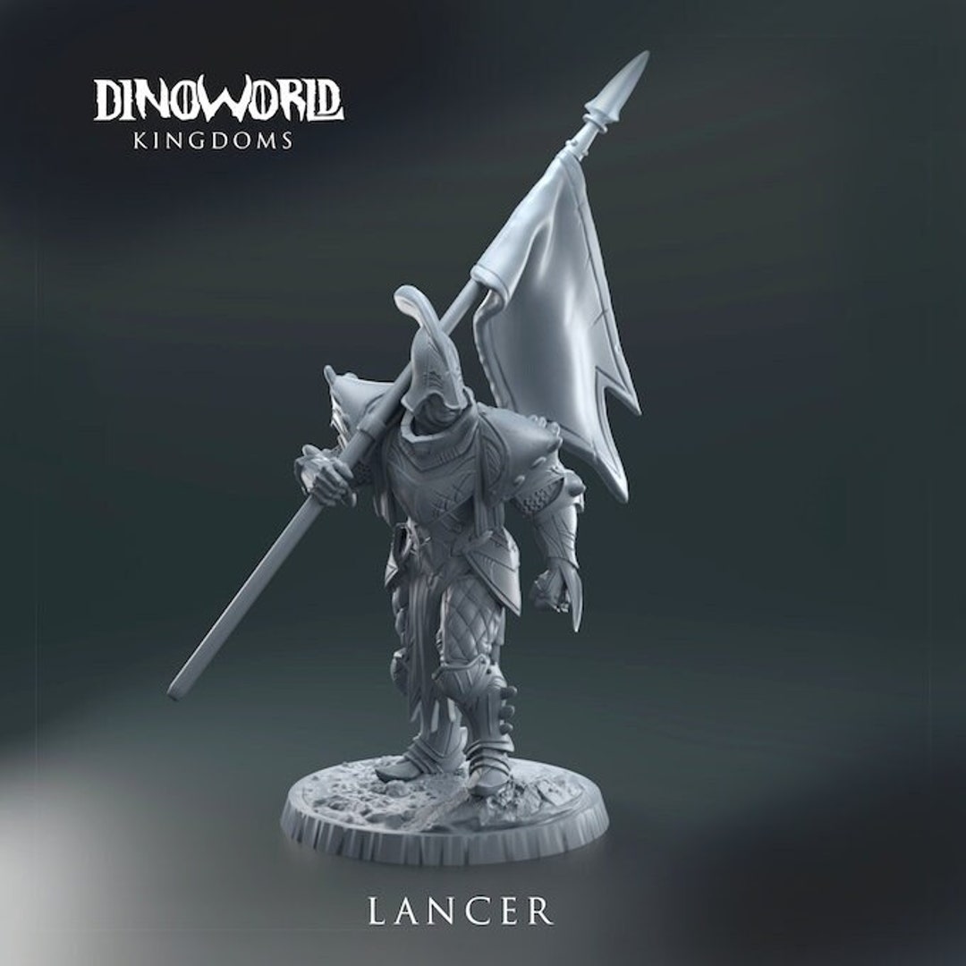 Human Lancer - Banner Bearer - Dinoworld - 32 Mm Miniature - D&D ...