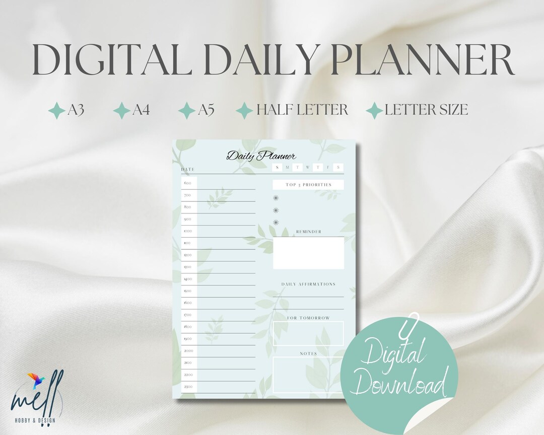 Minimalist Daily Planner: Printable Organizer (a3/a4/a5/letter Size ...