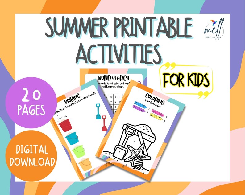 Printable Summer Activities for Kids 20 PAGES Digital Download Summer ...