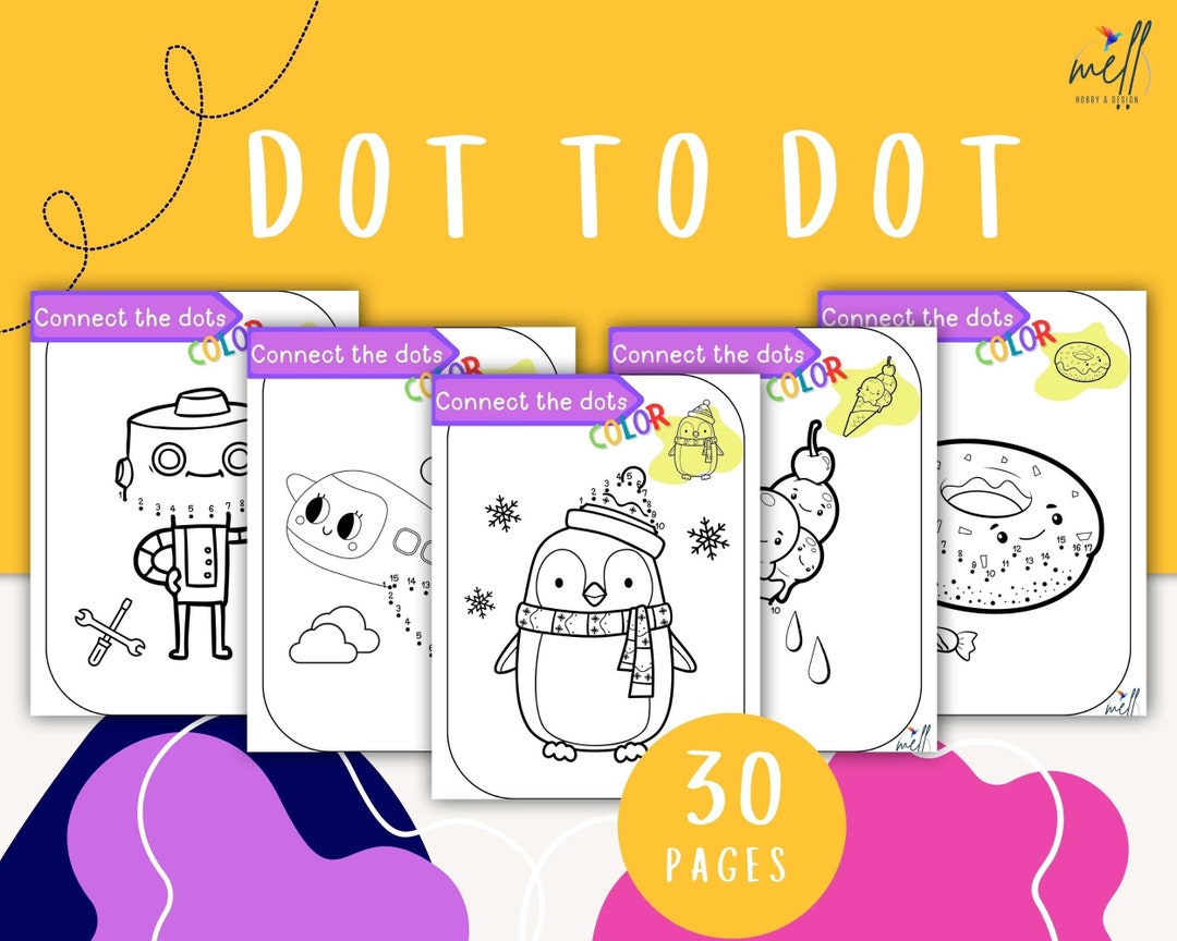 Dot to Dot Activity Book: 30 Connect the Dots Worksheets (digital ...