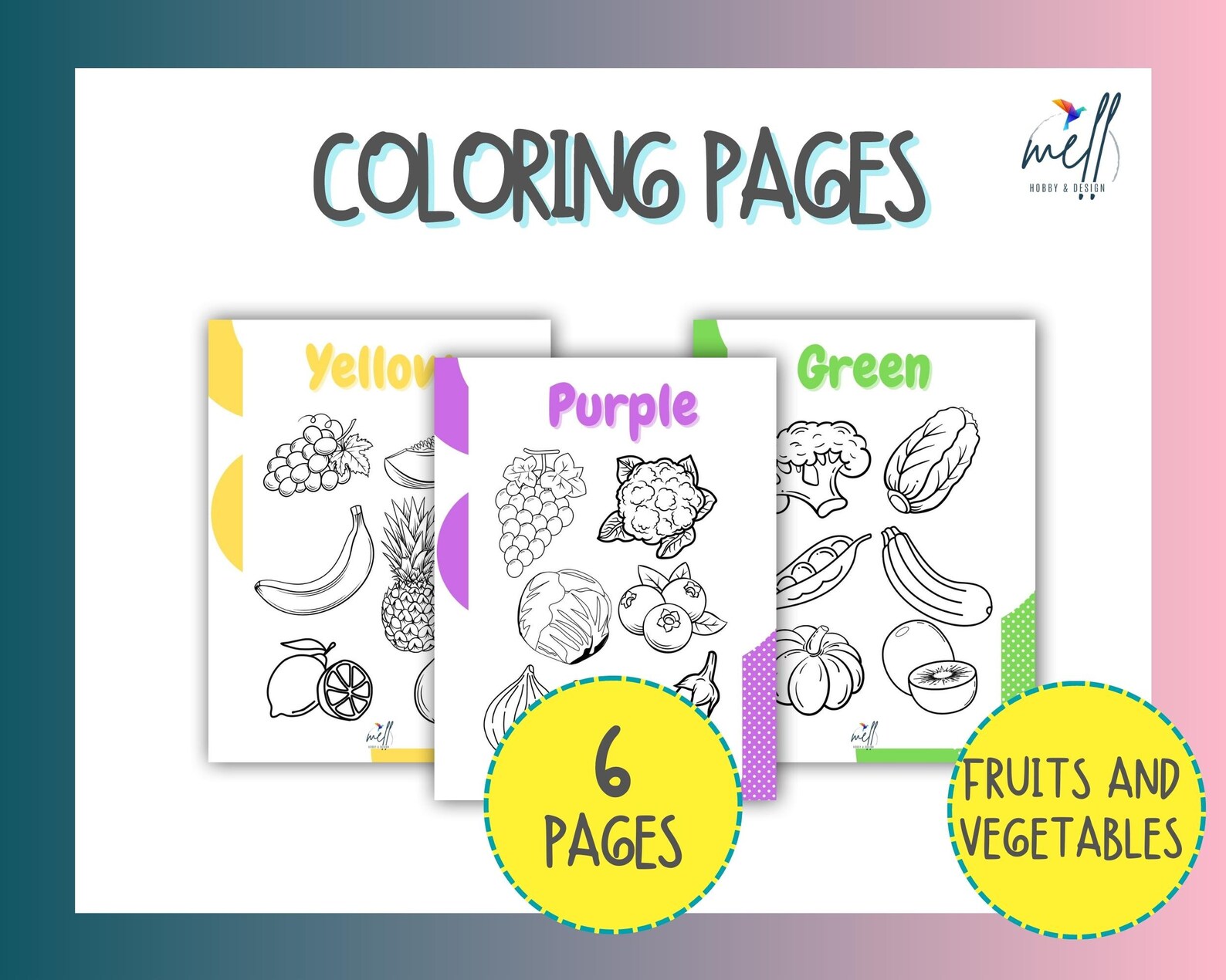 Printable Coloring Pages for Kids | 6 Pages | Digital Download | Color ...