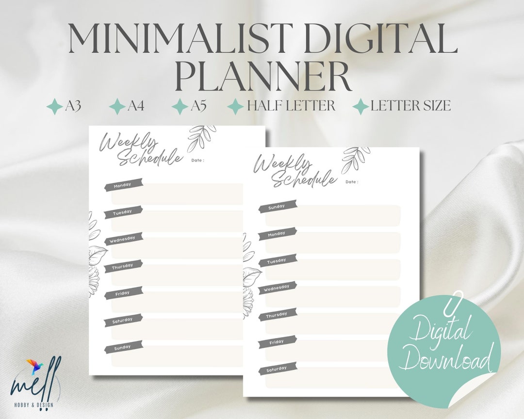 Minimalist Weekly Planner| Printable Planner| Weekly Schedule |weekly ...