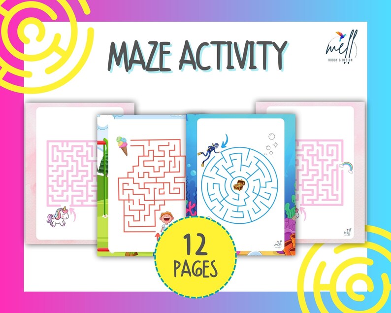 Printable Maze Activities for Kids | 12 PAGES | Digital Download ...