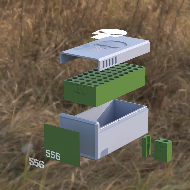 Digital STL File Ammo Box 5.56 Ammunition Storage Ammo Crate 556 NATO ...