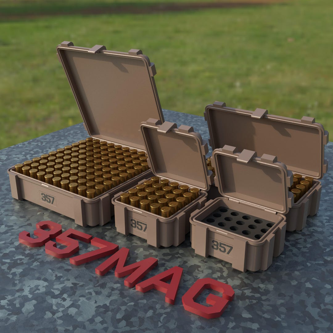 Digital STL File ABOX Ammo Box 357 MAGNUM Ammunition Storage Ammo Crate ...