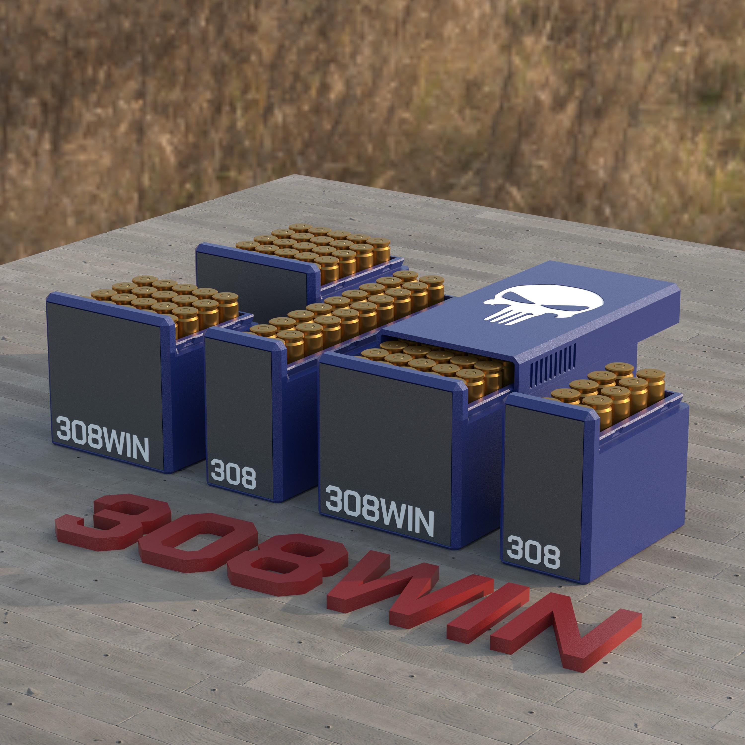 Digital STL File Ammo Box 308 WIN Ammunition Storage Ammo Crate 308win ...
