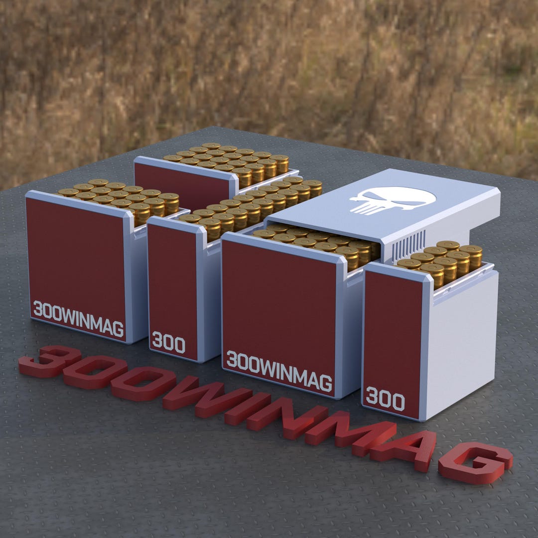 Digital STL File Ammo Box 300 WIN MAG Ammunition Storage Ammo Crate 300 ...