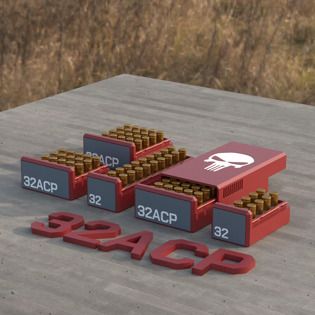 Digital STL File Ammo Box 32 ACP Ammunition Storage Ammo Crate 32 Auto ...
