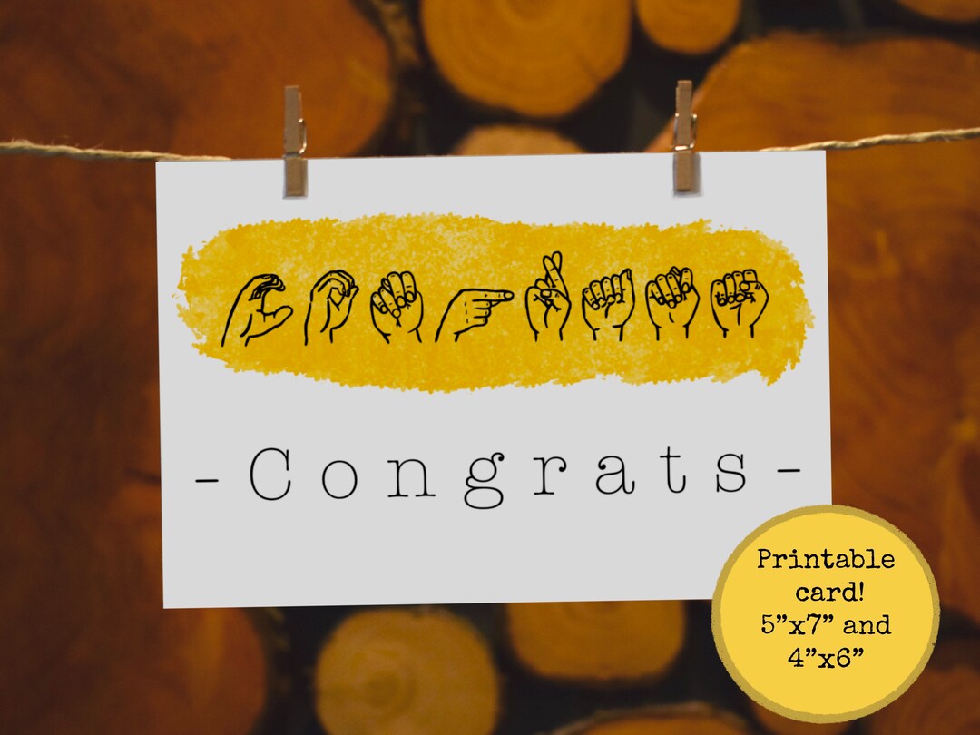 Printable Congratulations Card, American Sign Language, Digital ...