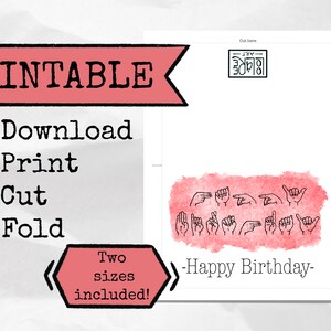 Printable Happy Birthday Card, American Sign Language, Digital Download ...