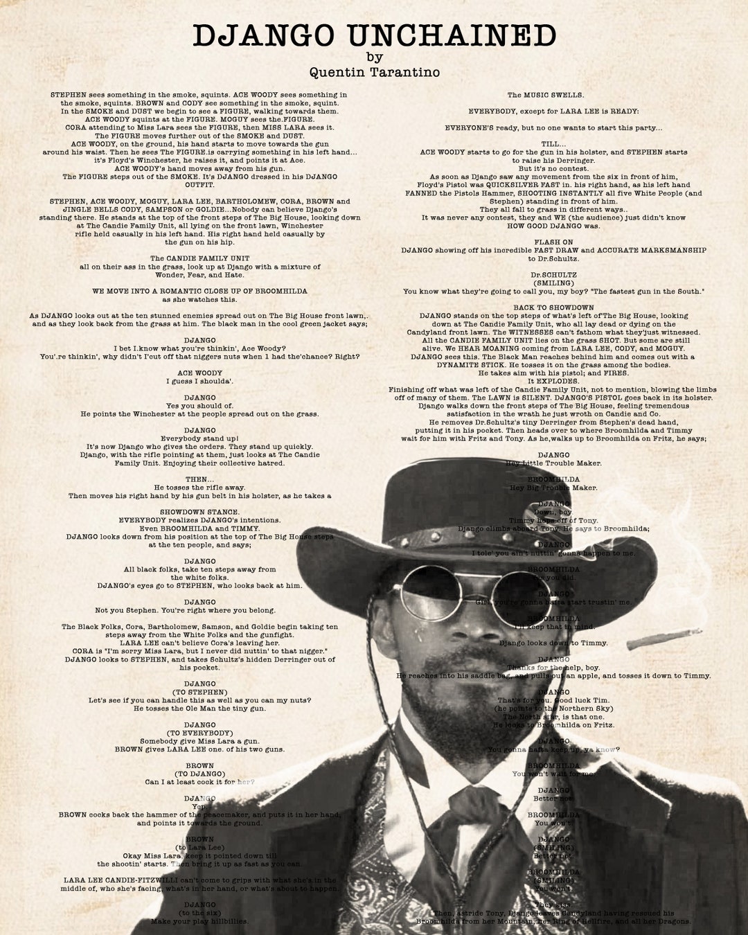 Django Unchained Scene Script Print - Etsy