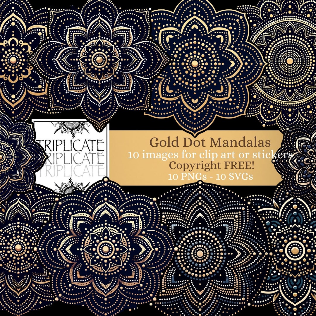 Gold Dot Mandala Clip Art PNG & SVG Digital Files for - Etsy