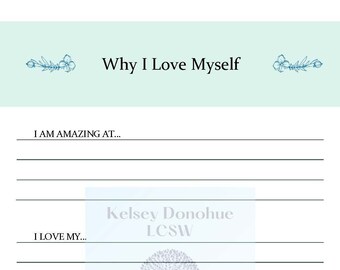 Self-love and Self-acceptance Worksheet (PDF FILLABLE) - Etsy