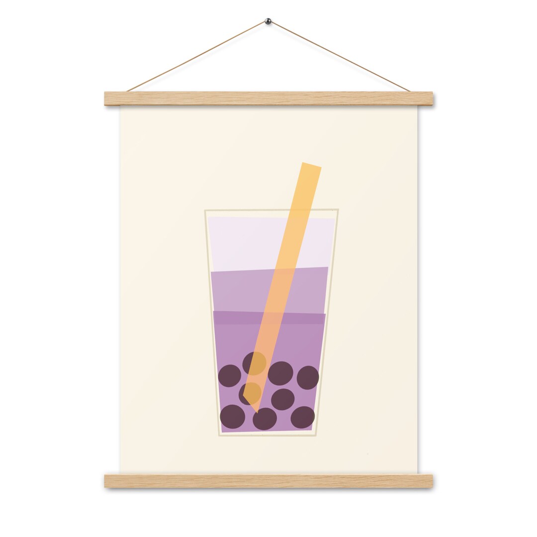 Abstract Minimalist Ube Taro Milk Tea Boba Hanging Poster Wall Decor ...