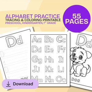 Alphabet Practice: Tracing & Coloring Printable. Preschool ...