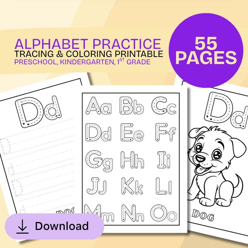 Alphabet Practice: Tracing & Coloring Printable. Preschool ...