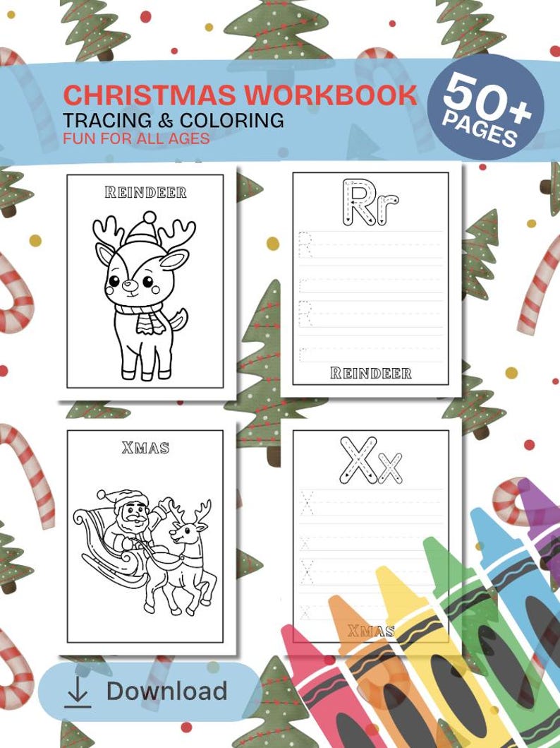 Christmas Alphabet Tracing & Coloring Pages – Printable Holiday ...
