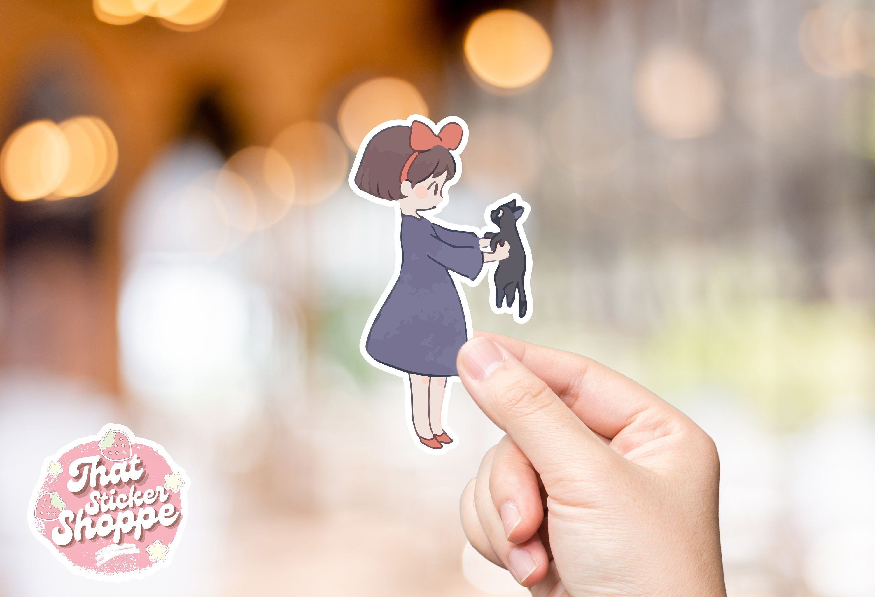 Anime Girl Kiki and Cat Kiss-cut Stickers - Etsy