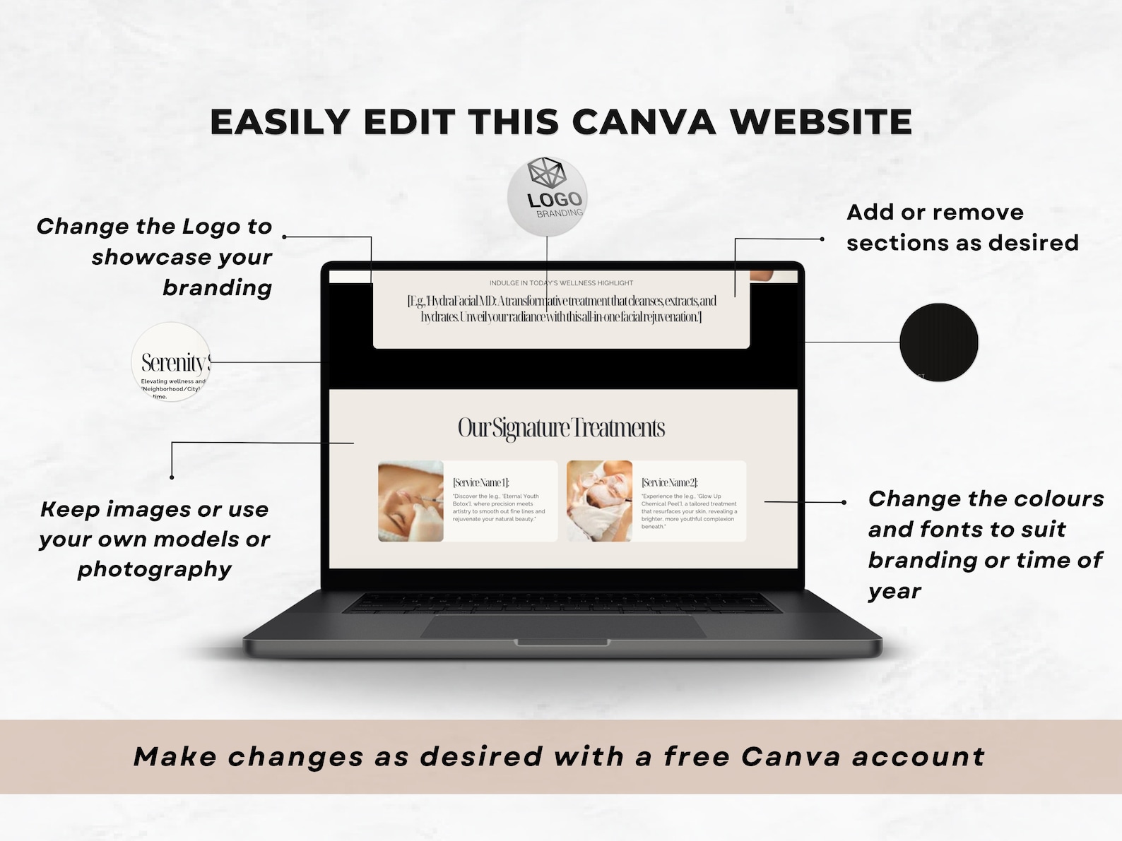 Wellness Med Spa Canva Website Template | Skin Care or Spa Business ...