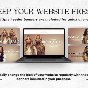 SHOPIFY Theme for Hair Business, Modern Boutique Luxury Banners for ...