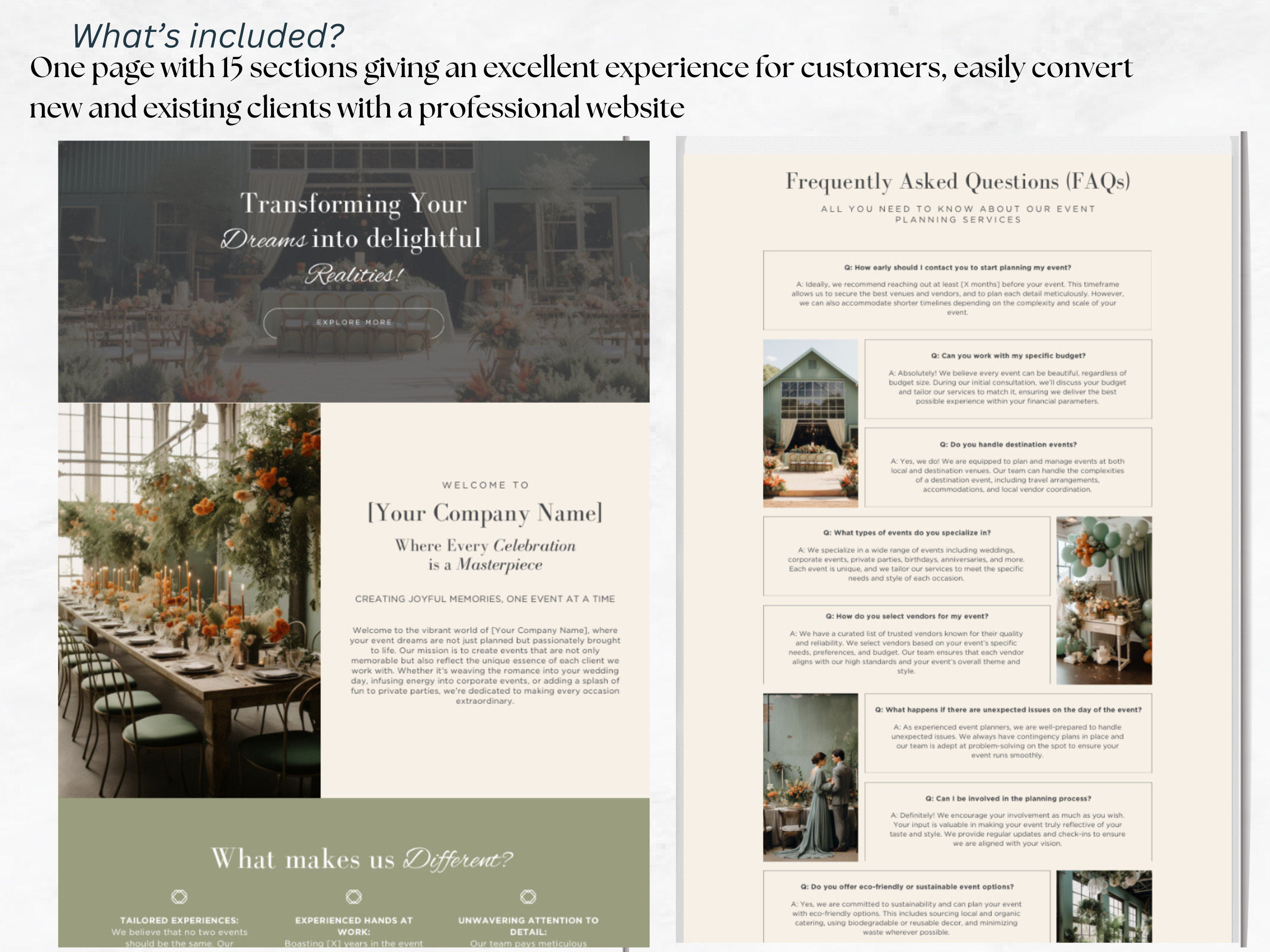 Event Planner Canva Website Template, Events Manager Landing Page ...
